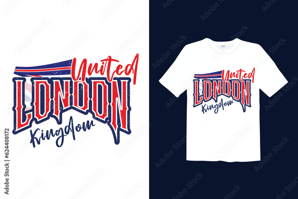 London Typography Vector T-shirt Design, London brush grunge style ...