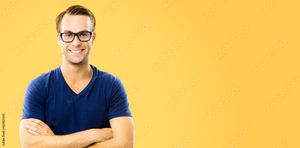 Portrait Image Of Handsome Happy Man Wearing In Glasses Casual Smart