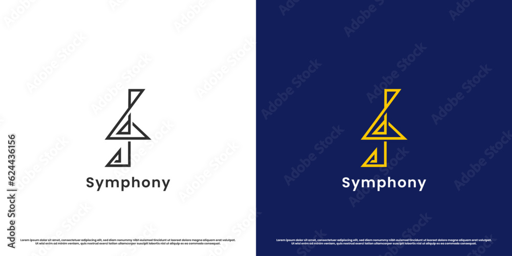 Treble clef logo design illustration. Simple flat silhouette of modern ...