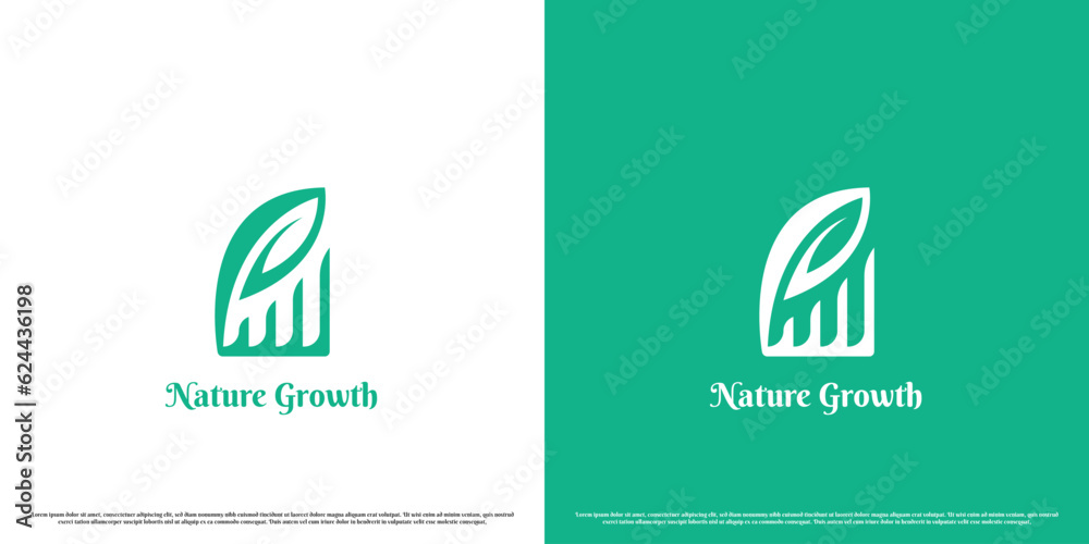 Green economy growth logo design illustration. Simple modern minimalist ...