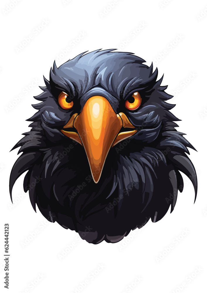 aggressive crow vector illustration,illustrator illustration,animal ...