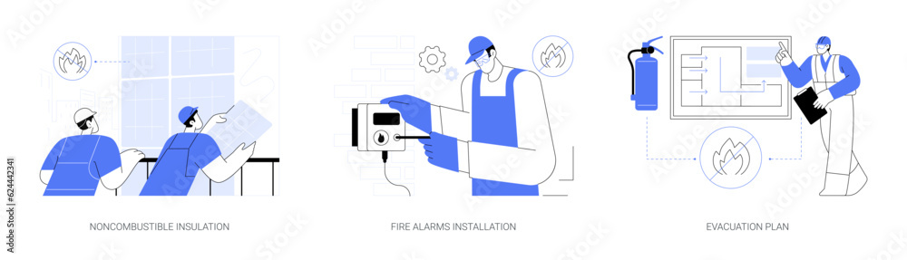 Fire protection system abstract concept vector illustrations. Stock ...