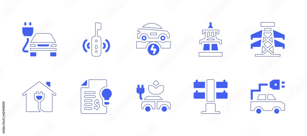Electricity icon set. Duotone style line stroke and bold. Vector ...
