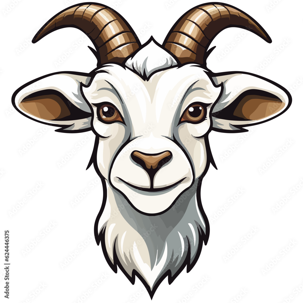 beautiful cute goat vector illustration,white color goat sticker,farm ...