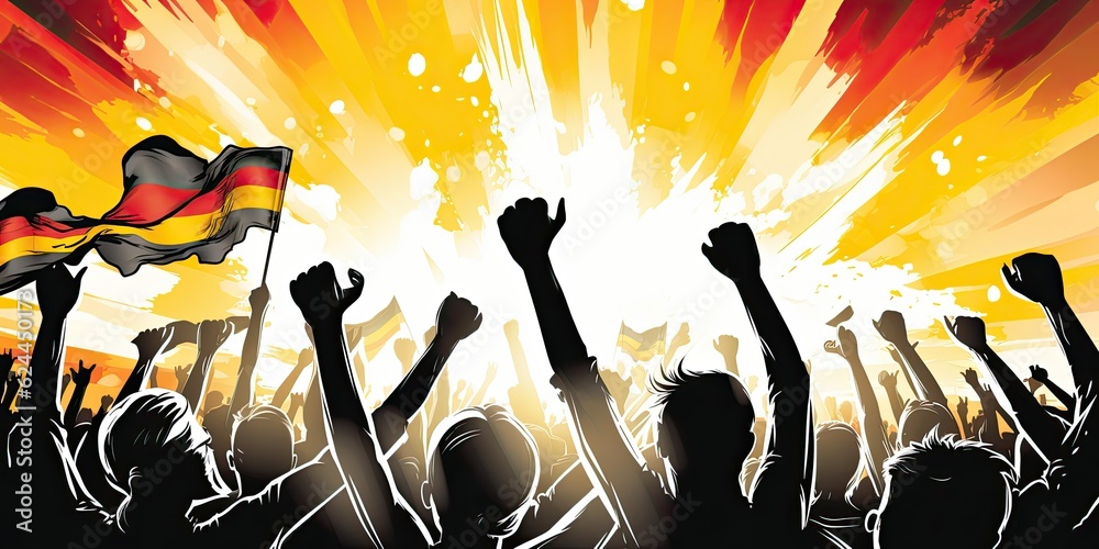 Lively German Football Fans with National Flags - Dynamic Vector ...