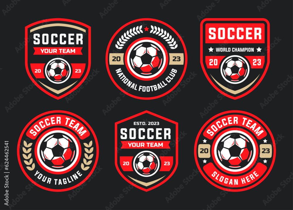 Soccer Logo or football club sign badge template bundle. Football logo ...
