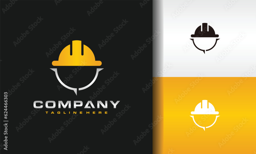 compass logo construction helmet Stock Vector | Adobe Stock