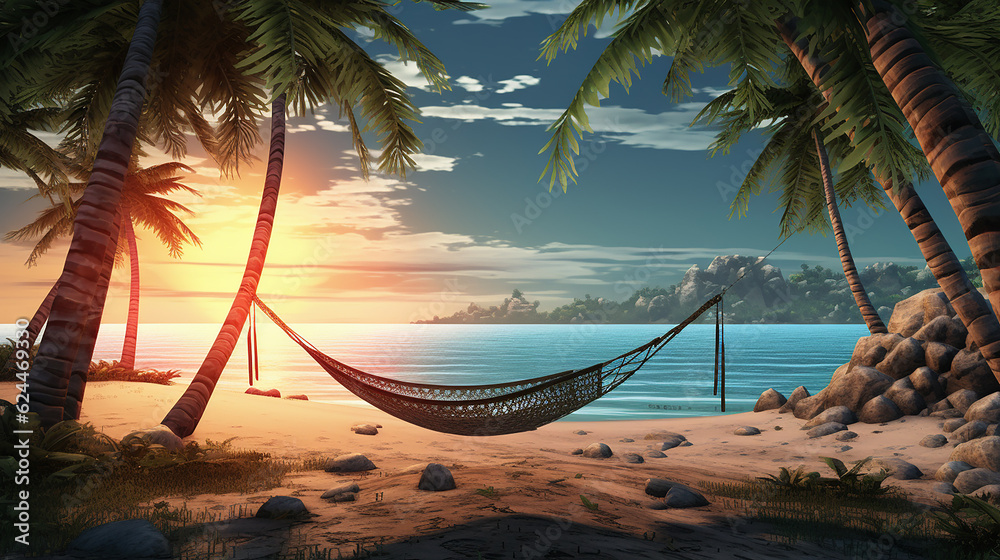 Hammock on the beach, hd wallpaper, background, 4k, 8k Stock ...
