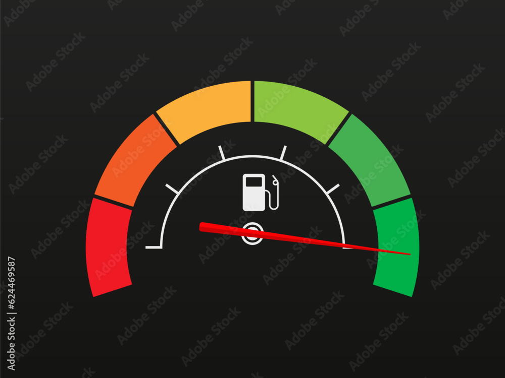 Icon full fuel pressure gauge. Сolor scale. Car gauge for measuring ...