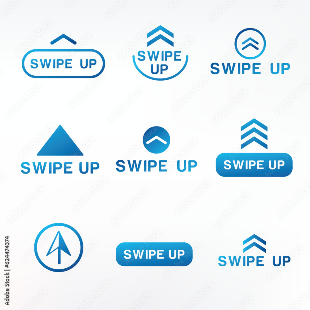 Swipe up, set of buttons for social media. Swipe up button collection ...