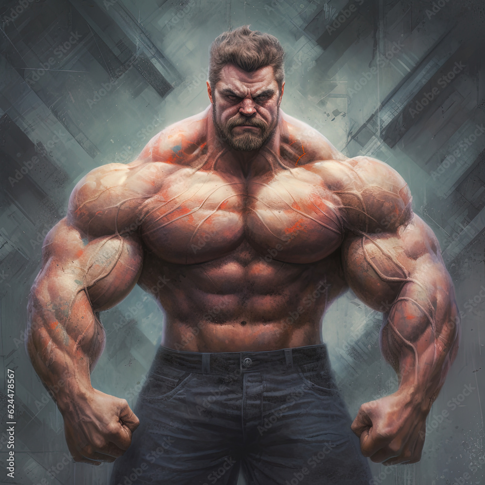 Extreme bodybuilder showing his muscles. Huge athlete demonstrating ...