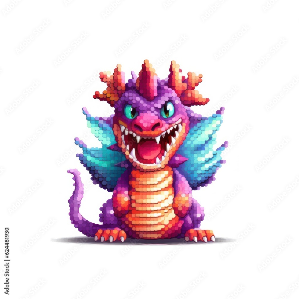 cute little dragon character in style of 3D pixel art, ai tools ...