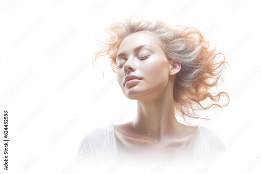 conceptual illustration of a woman feeling free isolated on a ...