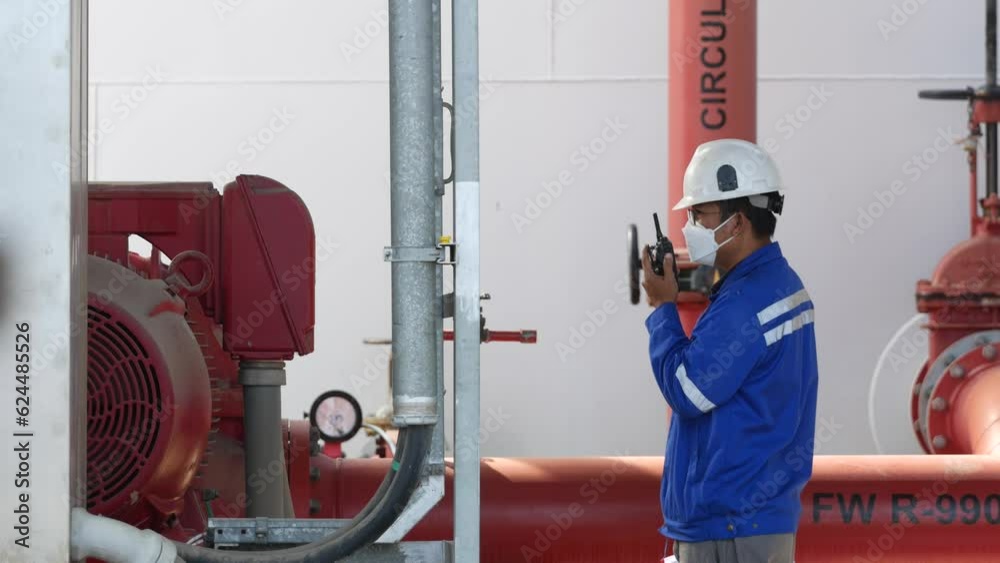 A weekly engine fire pump examination by an engineer ensures safety and ...