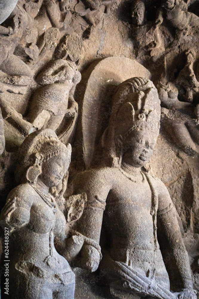 Shiva and Parvati marry at the Elephanta Caves on Gharapuri island ...