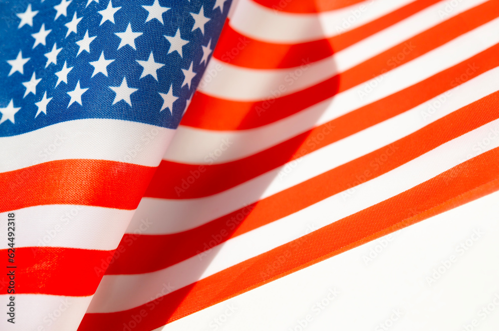 American flag background. USA flag close up, template dsign. Place for ...