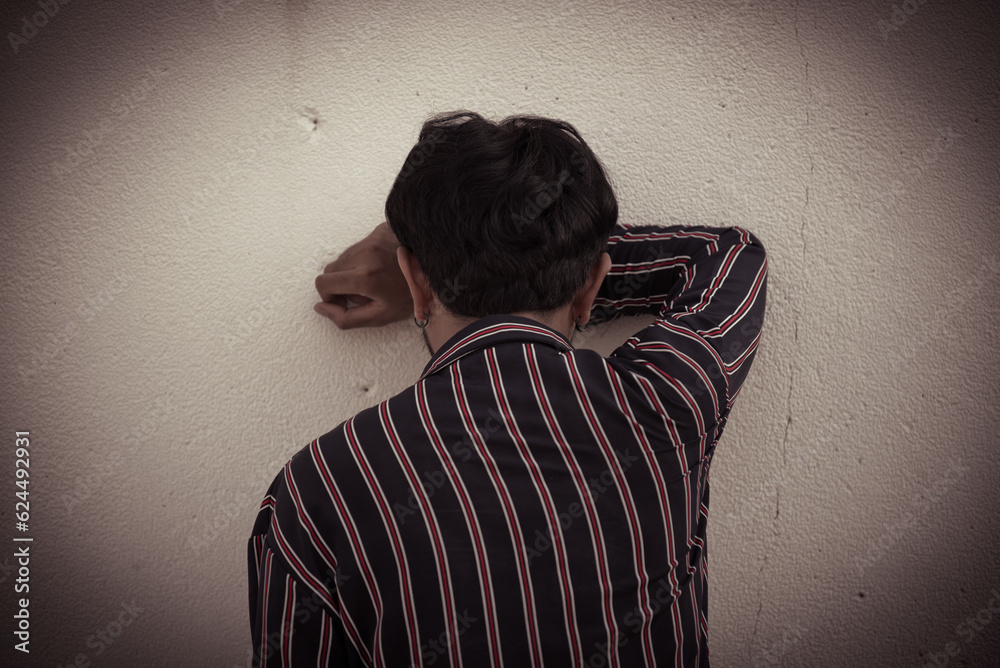 Smart thai man very sad from unrequited love,rethink,think over,vintage ...