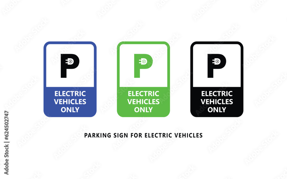 Electric vehicle charging parking sign illustration. Electric vehicle ...