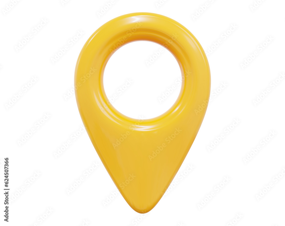 3d yellow map location pointer. Pin code icon of the geolocation map ...