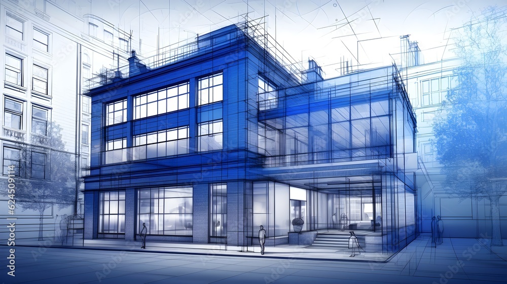 The image showcases a detailed blueprint of a exterior building design ...