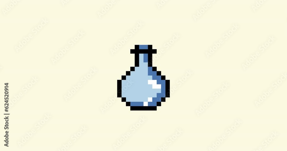 Pixel art flask animation, Looped motion. Pixel effect video animation ...