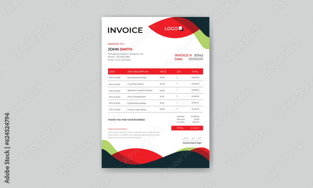Professional corporate Invoice design, Bill form business invoice ...