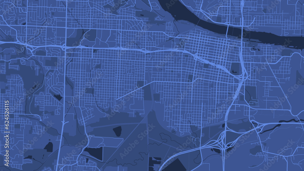 Blue Little Rock map, Arkansas, detailed municipality map. skyline ...