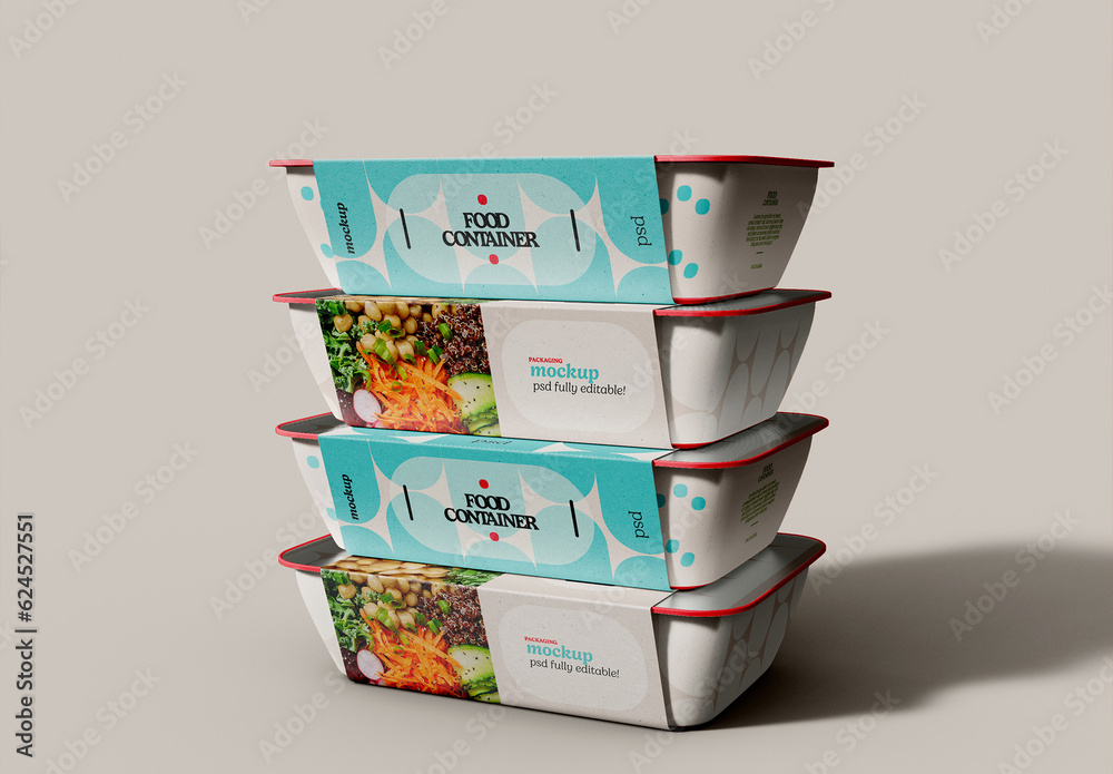 Stacked Food Container Mockup Stock Template | Adobe Stock