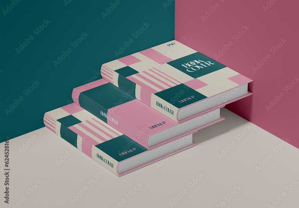 Three Stacked Books Cover Mockup Stock Template | Adobe Stock