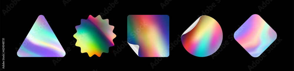 Holographic stickers. Hologram labels of different shapes. Sticker ...