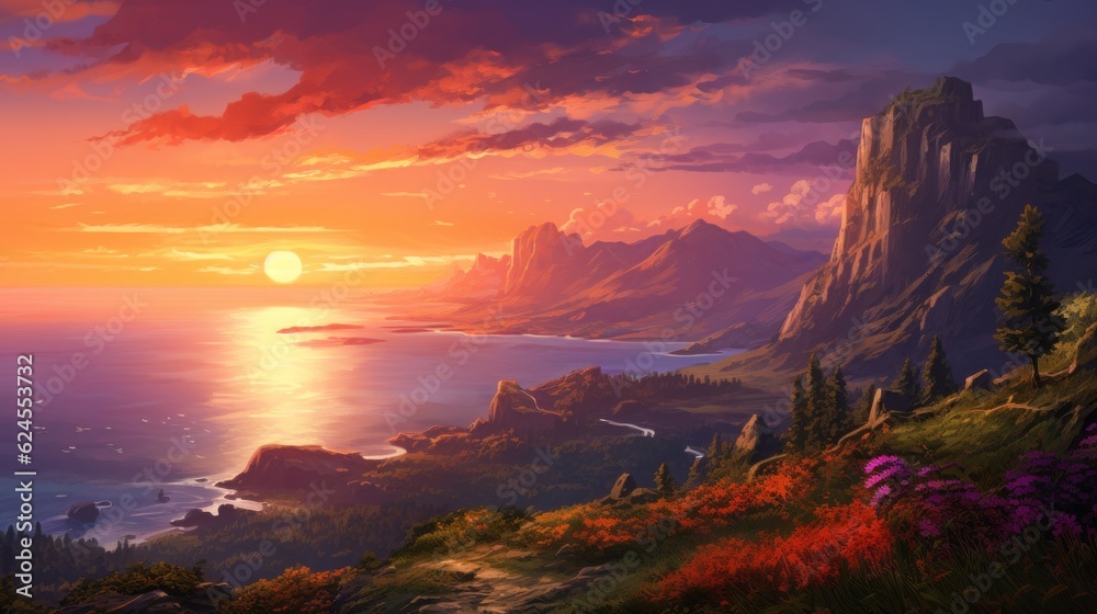 Open World Environment Game Art Stock Illustration | Adobe Stock