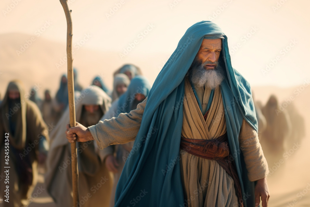 Moses leads the Jews through the desert, Moses led his people to the ...