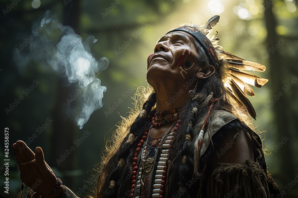 Photo & Art Print Apache Indian shaman is a native American man, top images