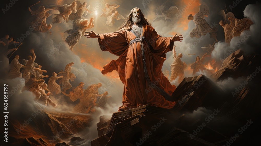 Judgment Day. Jesus Christ in heaven surrounded by angels AI Stock ...