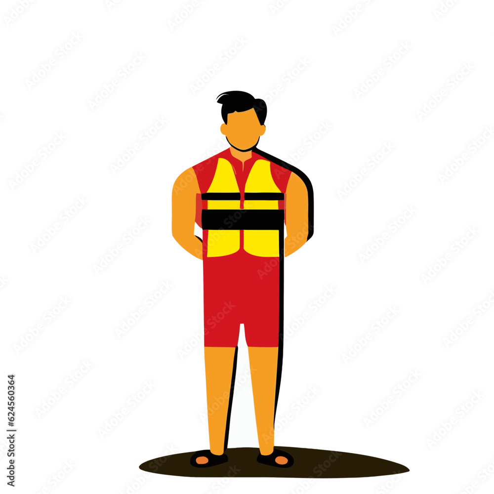 Vector of a Male Lifeguard, Brave Lifeguard Illustration for Safety ...