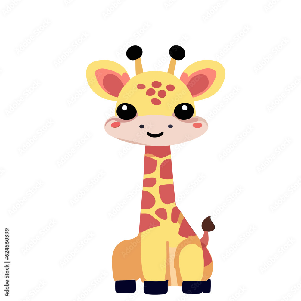 Cute Giraffe Vector Illustration, Lovely Giraffe Character Design for ...