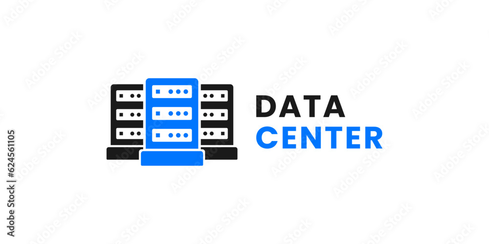 Data center logo or Data center symbol vector isolated in flat style ...