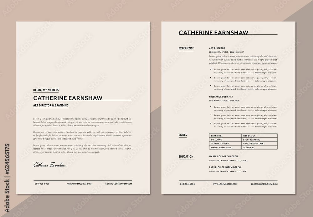Simple Minimalist Modern Resume with Cover Letter Stock Template ...