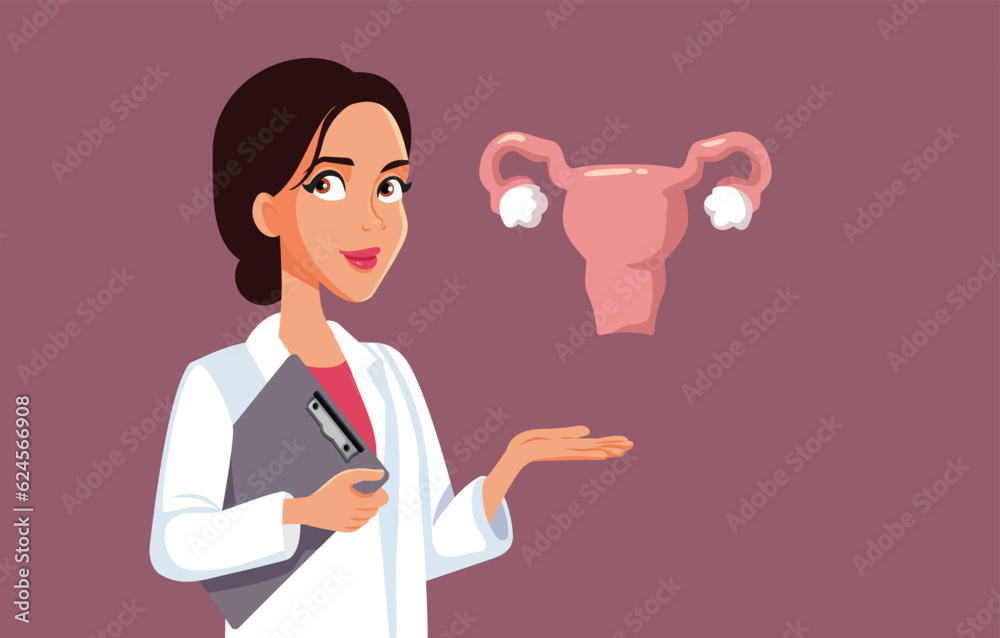 Gynecologist Doctor Showing a Uterus Medical Illustration Vector ...