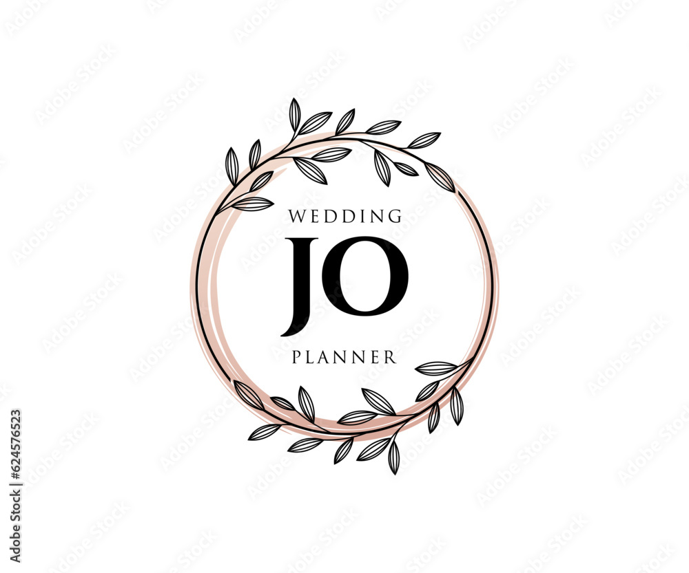 JO Initials letter Wedding monogram logos collection, hand drawn modern ...
