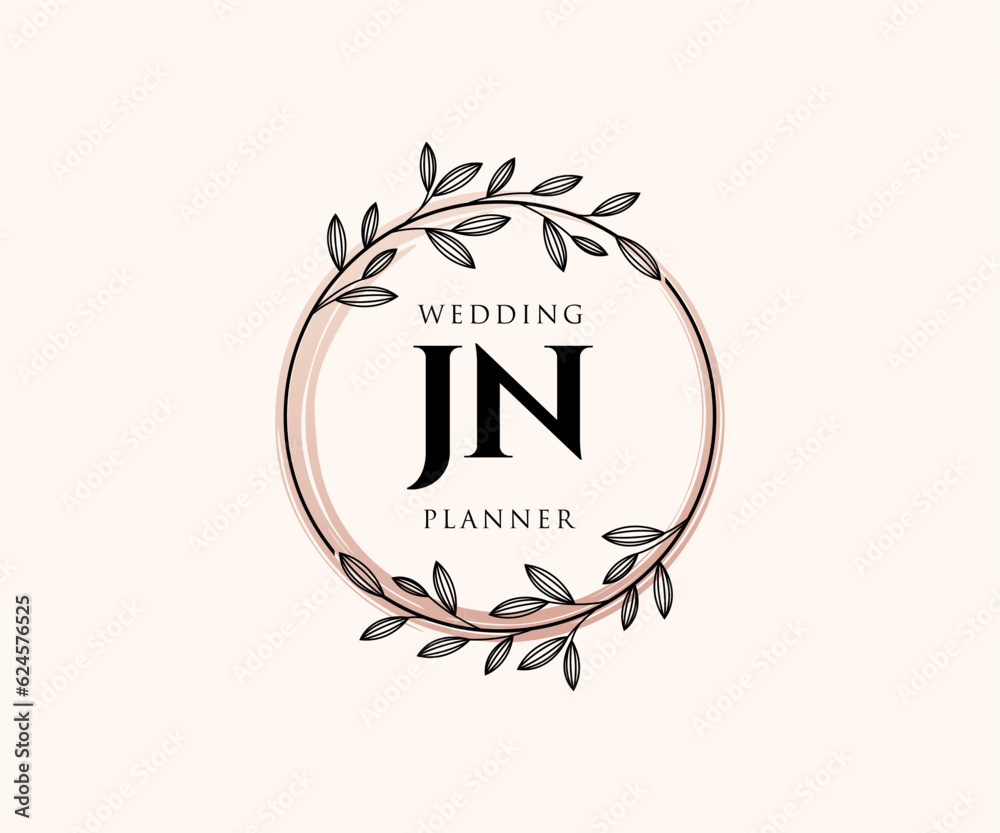 JN Initials letter Wedding monogram logos collection, hand drawn modern ...