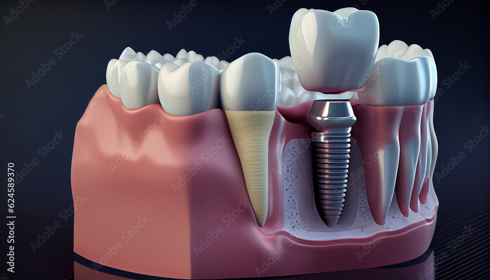 Concept for dental prosthesis. demonstrating the placement of a dental ...