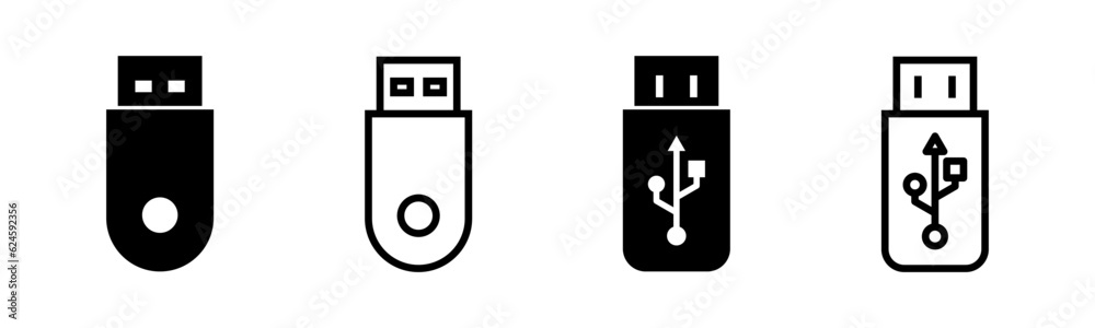 Usb icon set illustration. Flash disk sign and symbol. flash drive sign ...