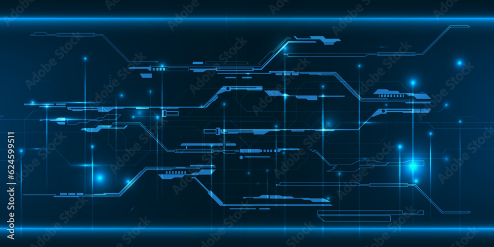Vector illustrations of abstract blue digital hi tech background with ...