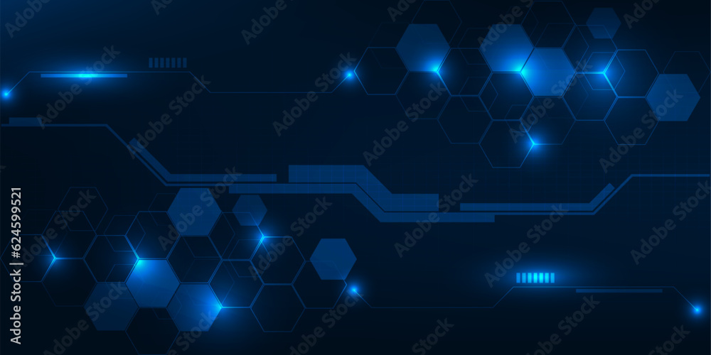 Vector illustrations of abstract blue digital hi tech background with ...