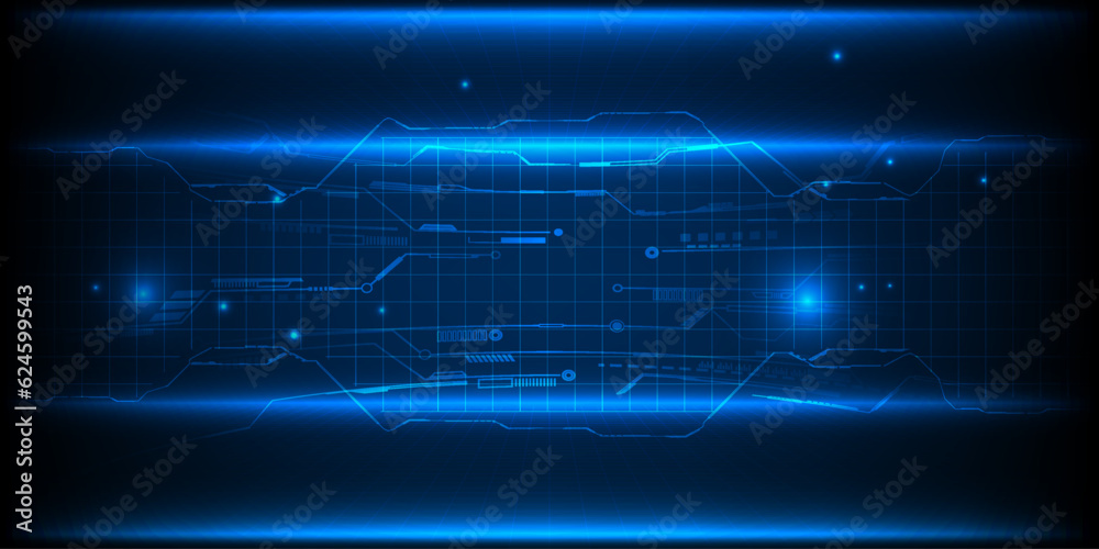 Vector illustrations of abstract blue digital hi tech background with ...