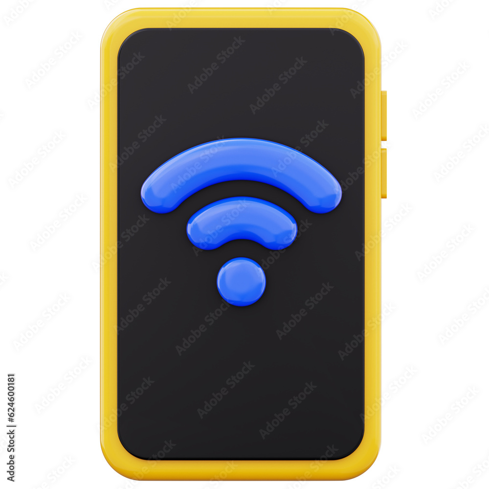 Wifi icon wireless connection symbol on mobile phone 3d render ...