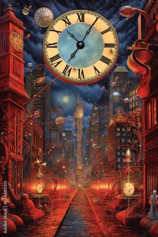 new years eve countdown clock at midnight, created with generative ai ...