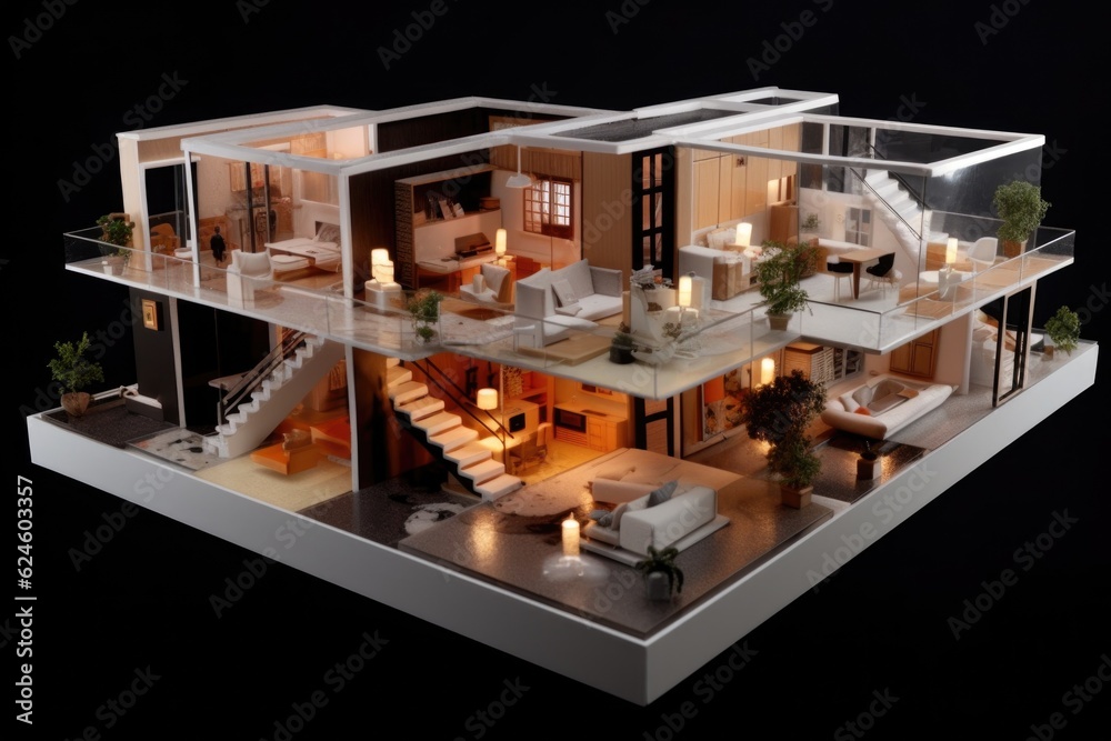 3d printed house model showcasing interior layout, created with ...