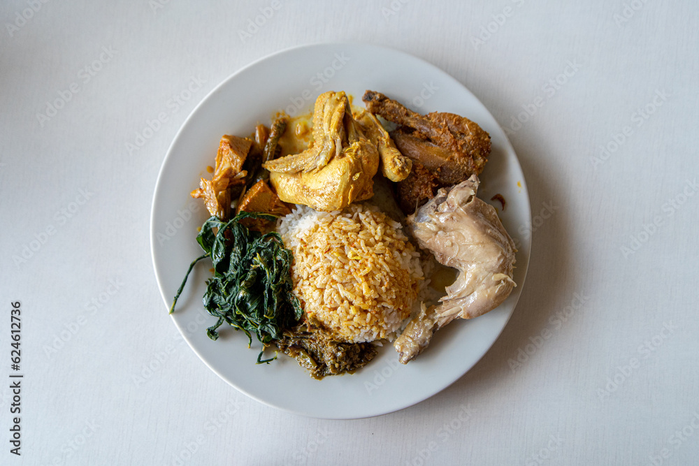 Nasi Padang with Fried Chicken, Chicken Gule, Chicken Pop is an ...